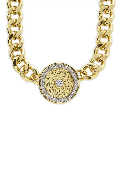 Sterling Forever Medallion Curb Chain Necklace