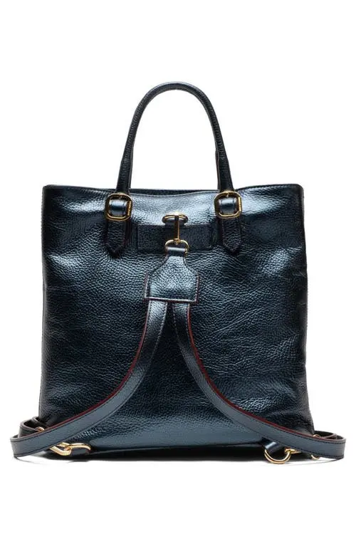 FRANCES VALENTINE Carin Leather Convertible Tote - Navy