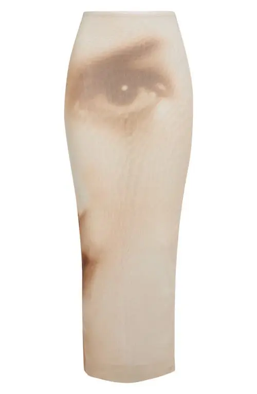 JEAN PAUL GAULTIER Face Print Mesh Skirt