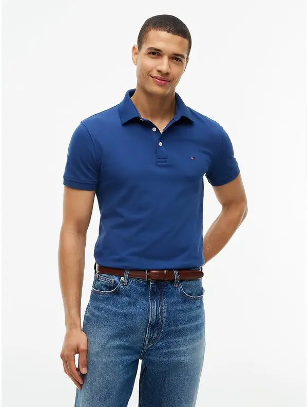 Tommy Hilfiger Slim Fit Stretch Pique Polo - Indigo Blue