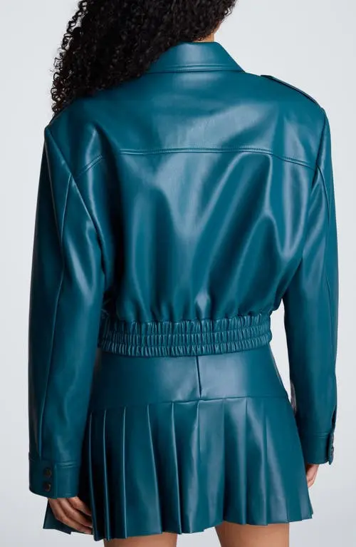 KENNETH COLE Faux Leather Cropped Bomber Jacket