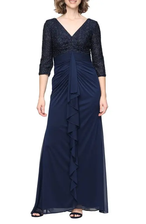 Alex Evenings Sequin Bodice Empire Waist Gown