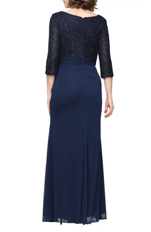 Alex Evenings Sequin Bodice Empire Waist Gown