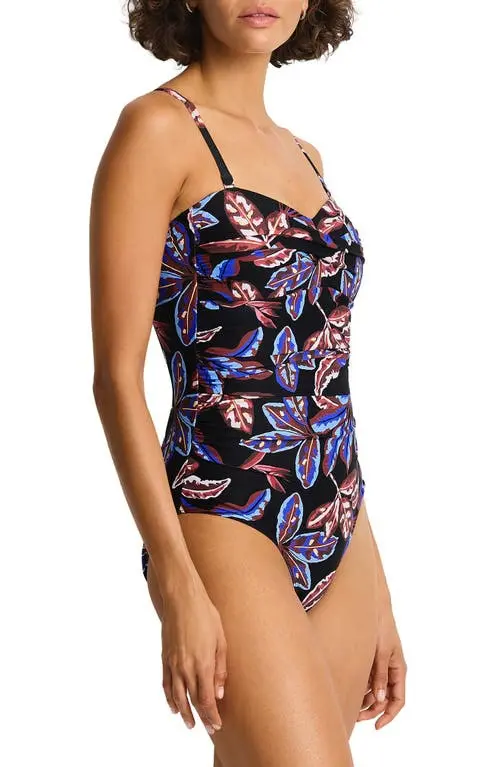 SEA LEVEL Twist Sweetheart Neck One Piece Swimsuit