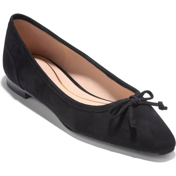 Cole Haan Paget Leather Ballet Flat - Black Suede