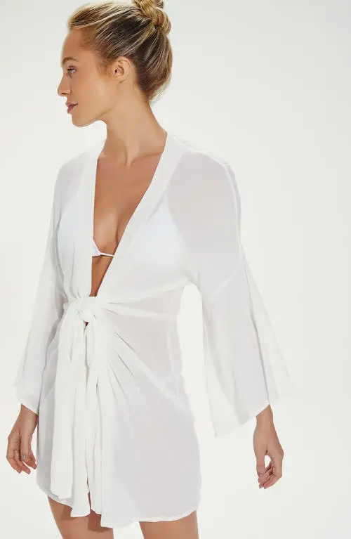 VIX PAULA HERMANNY Perola Knot Front Cover-up Minidress - Off White