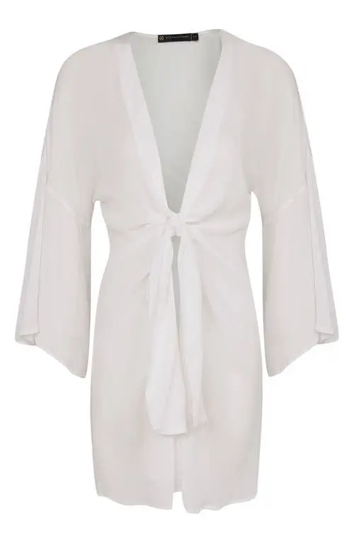 VIX PAULA HERMANNY Perola Knot Front Cover-up Minidress - Off White