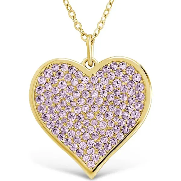 Sterling Forever Amethyst And Cubic Zirconia Heart Pendant Necklace - Gold