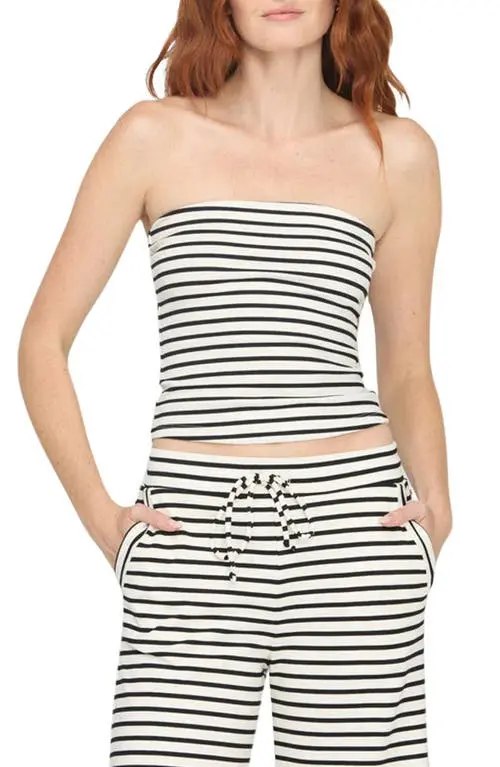 PROJECT SOCIAL T Thea Striped Tube Top - Ivory/black