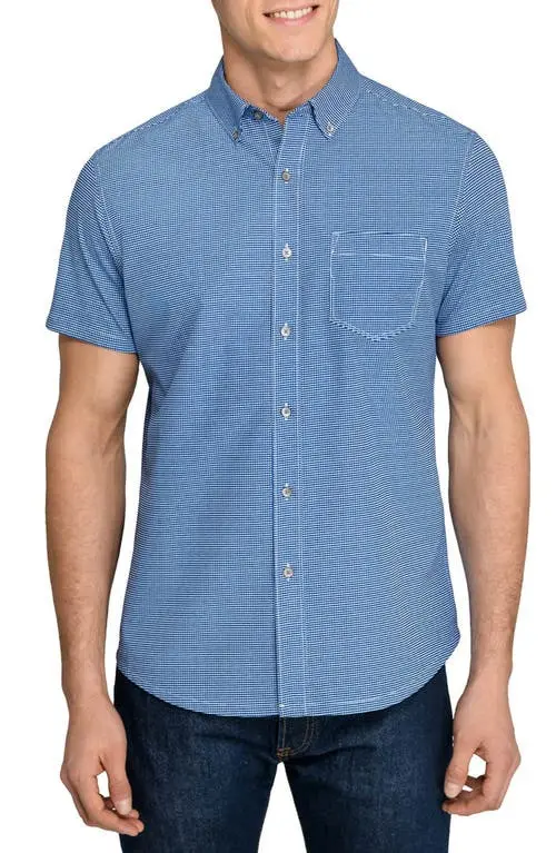 W.R.K Slim Fit Micro Square Reworked Short Sleeve Button-down Shirt