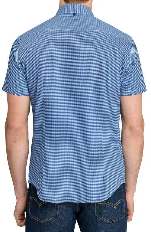 W.R.K Slim Fit Micro Square Reworked Short Sleeve Button-down Shirt