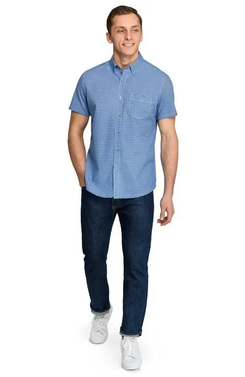 W.R.K Slim Fit Micro Square Reworked Short Sleeve Button-down Shirt