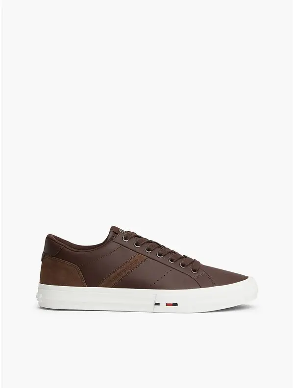 Tommy Hilfiger Tommy Logo Leather Sneaker - Cocoa