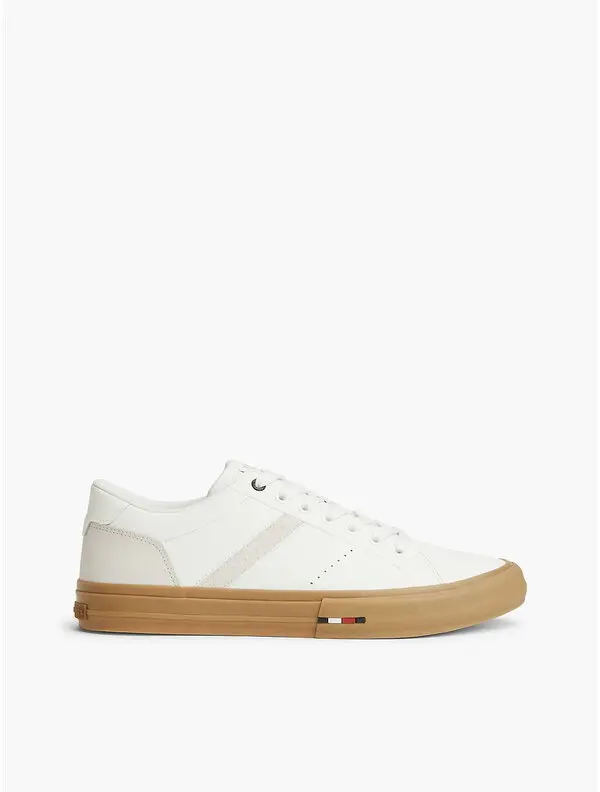 Tommy Hilfiger Tommy Logo Leather Sneaker - Ecru