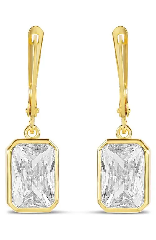SHYMI Emerald Cut Drop Earrings With Bezel Setting - Gold