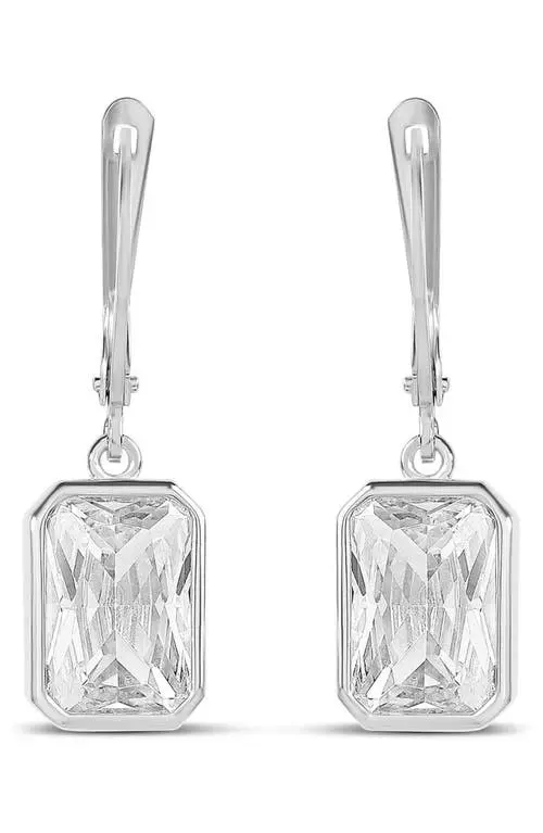 SHYMI Victorian Style Emerald Cut Drop Earrings - Silver