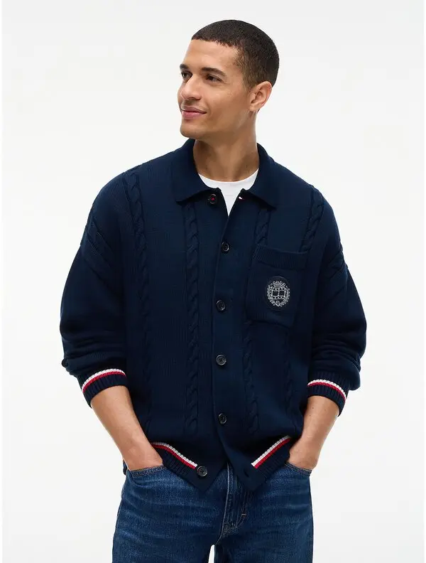 Tommy Hilfiger Cable Knit Polo Cardigan