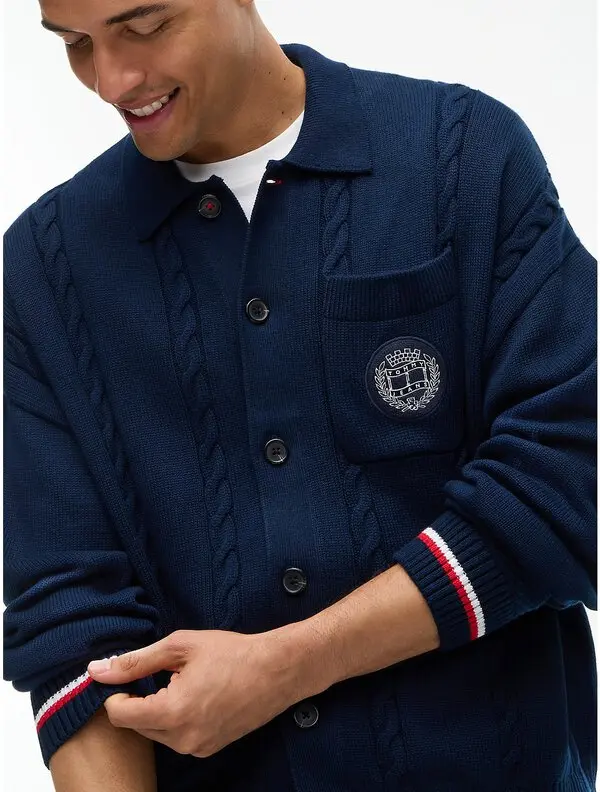 Tommy Hilfiger Cable Knit Polo Cardigan
