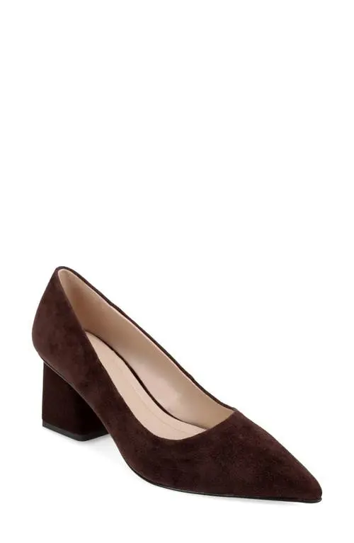 Pelle Moda Inell" Pointed Toe Block Heel Pumps - Chocolate