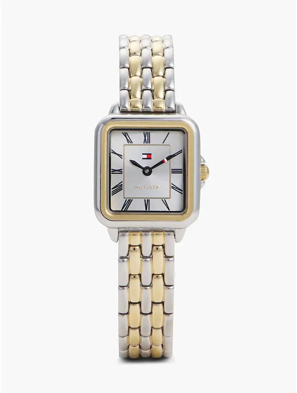 Tommy Hilfiger 24mm Rectangle Dial Dress Watch - Silver White