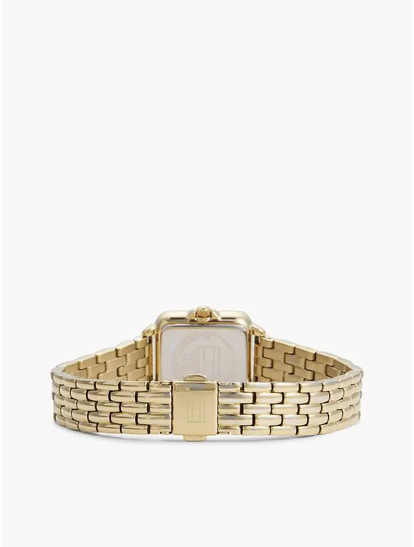Tommy Hilfiger Rectangular Dial Dress Watch With Solid Link Bracelet
