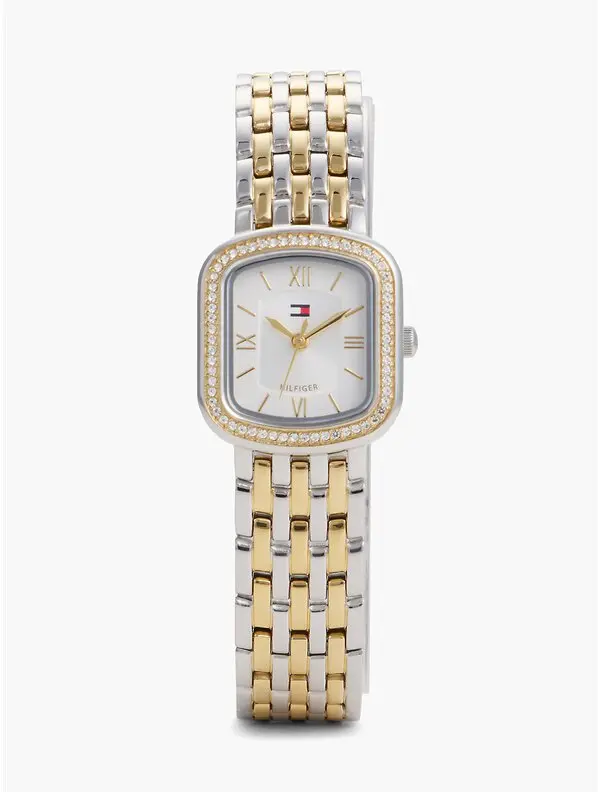 Tommy Hilfiger 22mm Crystal Accent Stainless Steel Dress Watch - Silver White