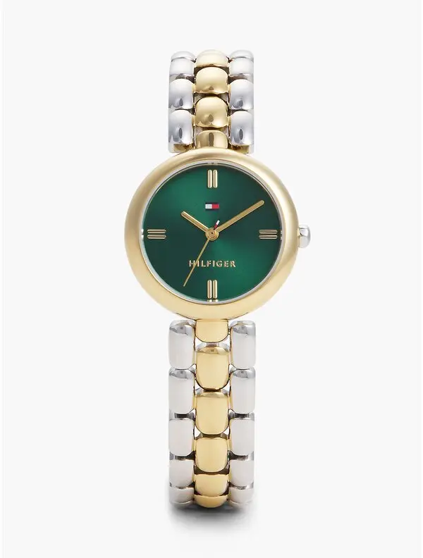 Tommy Hilfiger 26mm Round Dress Watch With Link Bracelet - Green