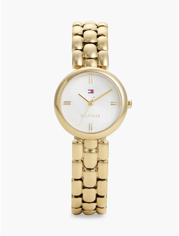 Tommy Hilfiger Round Dress Watch With Link Bracelet - White