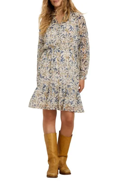 NIC+ZOE Bloomsbury Abstract Floral Print Chiffon Dress - Neutral Multi