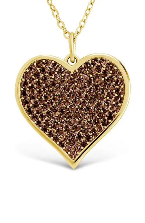 Sterling Forever 14k Plated Sterling Chocolate Cubic Zirconia Heart Pendant Necklace - Gold