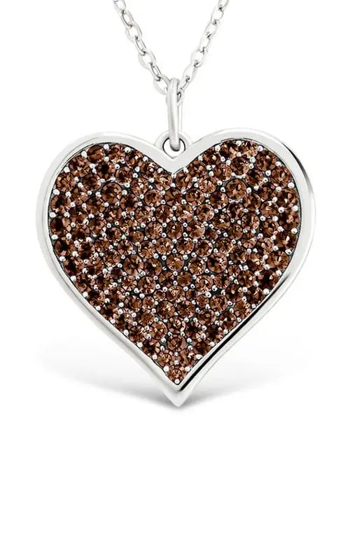Sterling Forever 14k Plated Sterling Chocolate Cubic Zirconia Heart Pendant Necklace - Silver