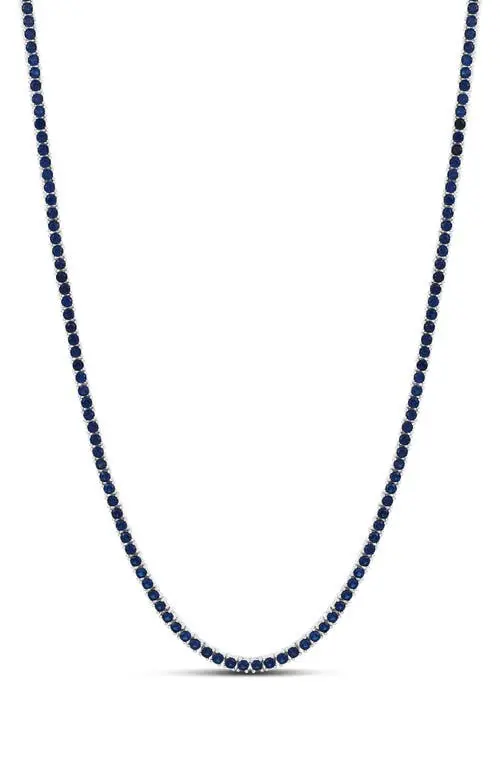 SHYMI Classic 2mm Sapphire Tennis Necklace - Silver/sapphire