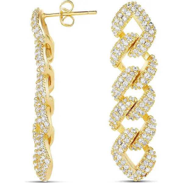 SHYMI Pave Cuban Link Drop Earrings - Gold