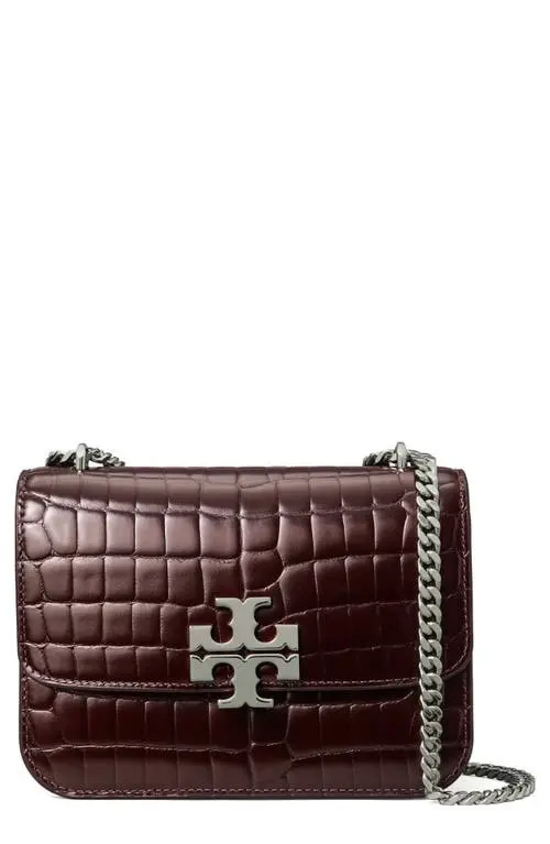 Tory Burch Small Eleanor Convertible Croc Embossed Leather Shoulder Bag