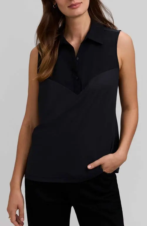 Foxcroft Chelsea Layered Sleeveless Tank Top - Black