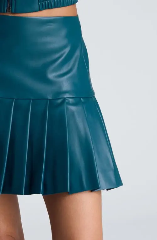 KENNETH COLE Pleated Faux Leather Mini Skirt