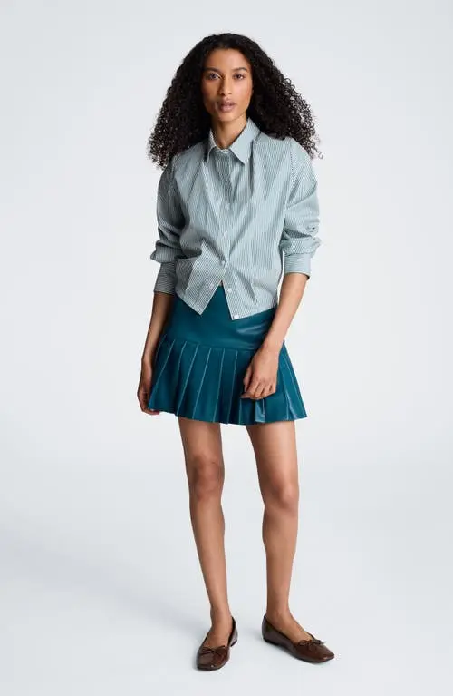 KENNETH COLE Pleated Faux Leather Mini Skirt