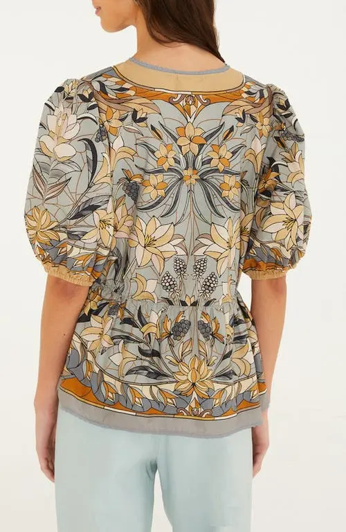 Farm Rio Stained Glass Beauty Half Placket Cotton Top
