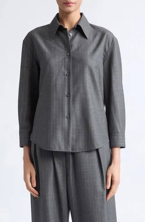 JIL SANDER Pinstriped Wool Cropped Boxy Shirt - Koala