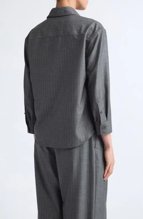 JIL SANDER Pinstriped Wool Cropped Boxy Shirt - Koala