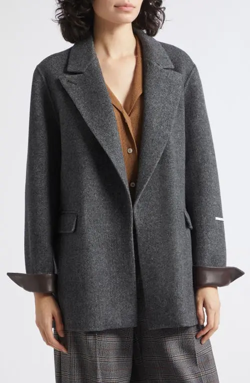 Marella Wool Jacket With Leather Cuffs