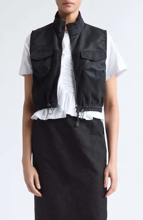 Cecilie Bahnsen Caspen Mixed Media Crop Fleece Vest - Black