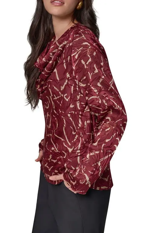 Donna Karan New York Printed Cowl Neck Burnout Top