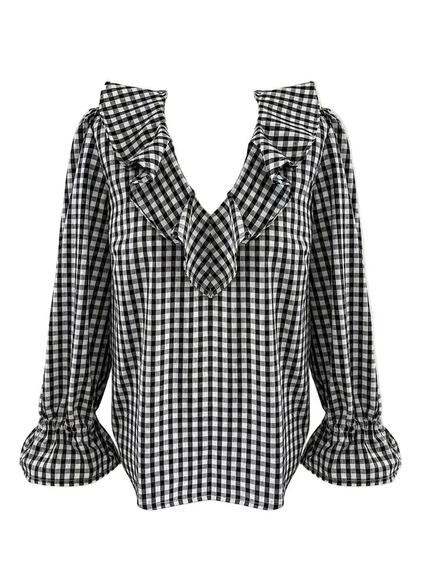 THE WELL WORN The Luna Pop-over Blouse Gingham