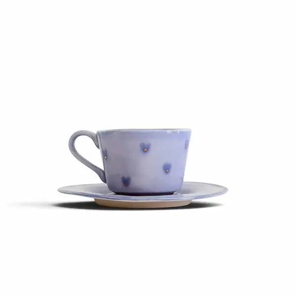 Lali Design Studio Aqua Handmade Porcelain Coffee Cup And Saucer- Heart
