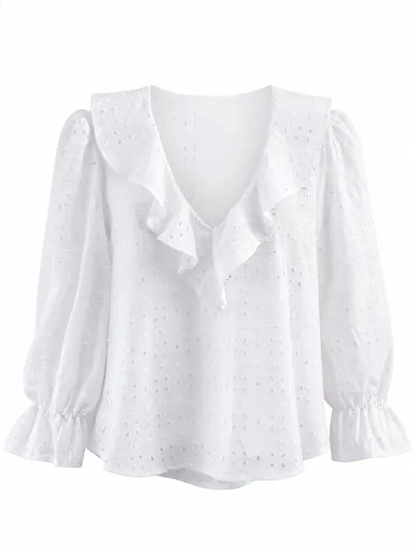THE WELL WORN The Luna Pop-over Blouse Broderie Anglais