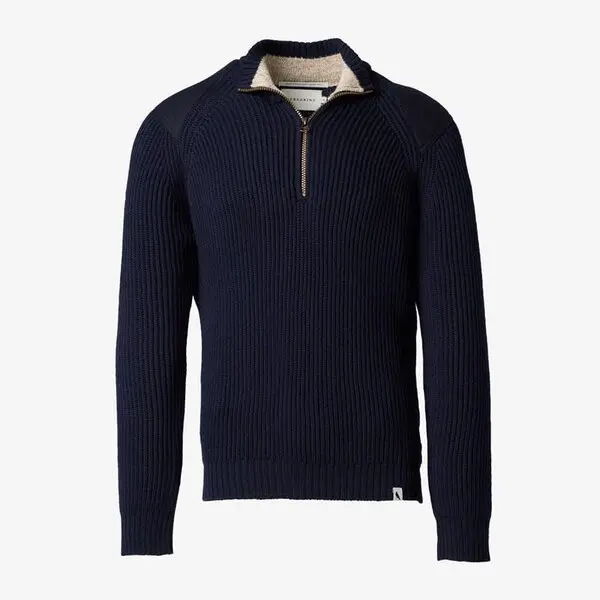 Allen Edmonds Wool Quarter-zip Sweater With Woven Shoulder Panels