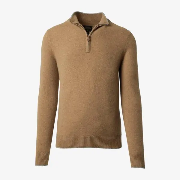 Allen Edmonds Cashmere Quarter-zip Sweater - Camel
