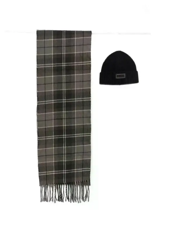 BARBOUR INTERNATIONAL Sweeper Tartan-pattern Scarf And Beanie Hat Set