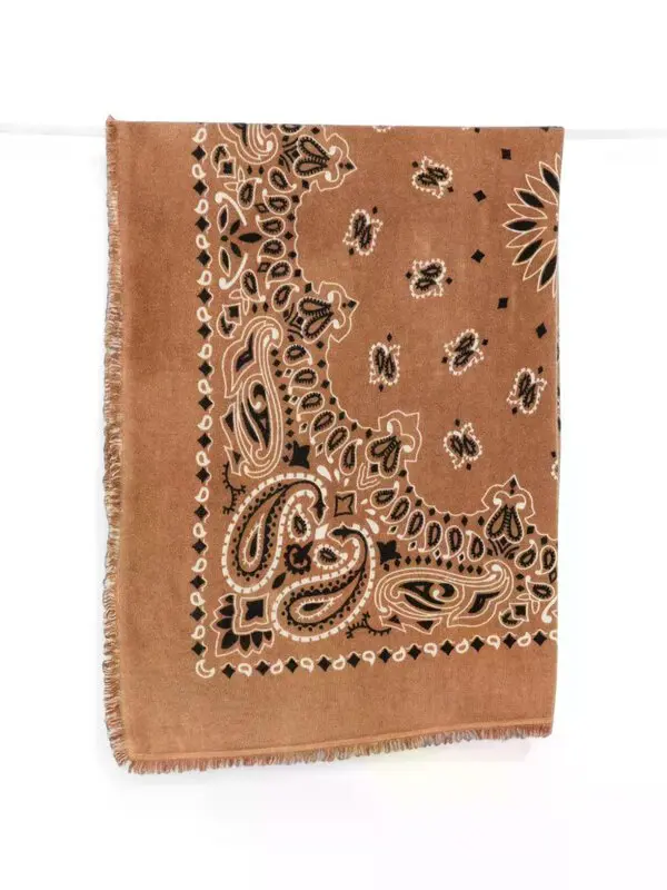 KUJTEN Hachiko Bico Paisley-print Frayed Scarf - Brown